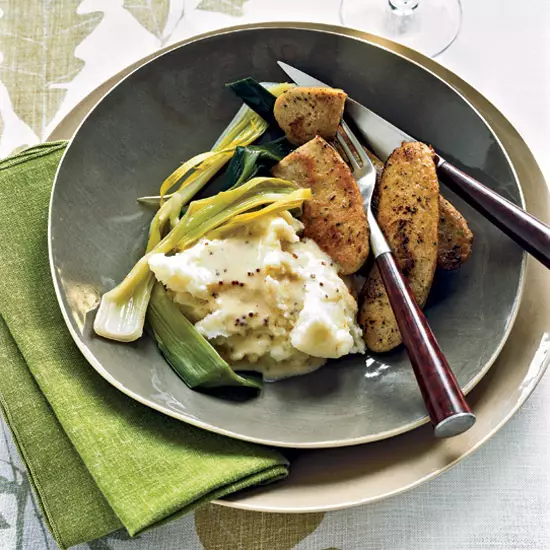 Boudin Blanc dengan Leeks dan Sos Mustard