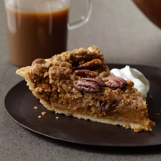 Bourbon Pumpkin Pie with Pecan Streusel