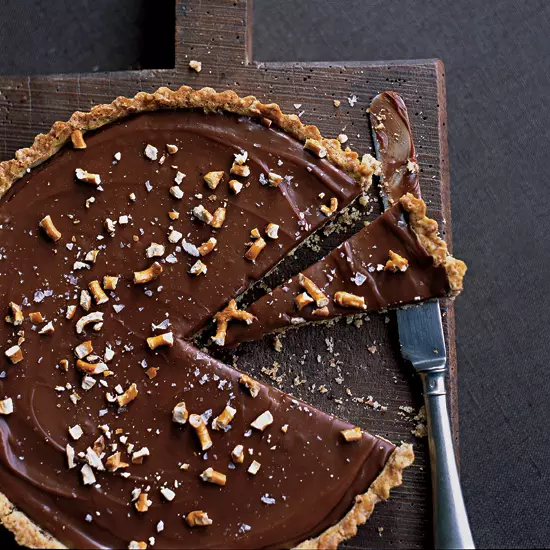 Milk-Chocolate Tart with Pretzel Crust