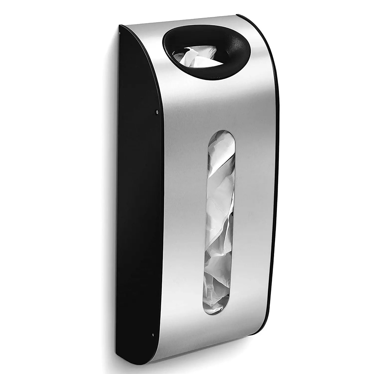 Simplehuman Wall Çiyayê Grocery Bag Dispenser, Brushed Stainless Steel