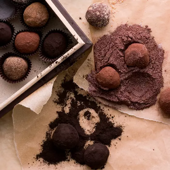 Bittersweet Chocolate Truffles Rolled in Spices