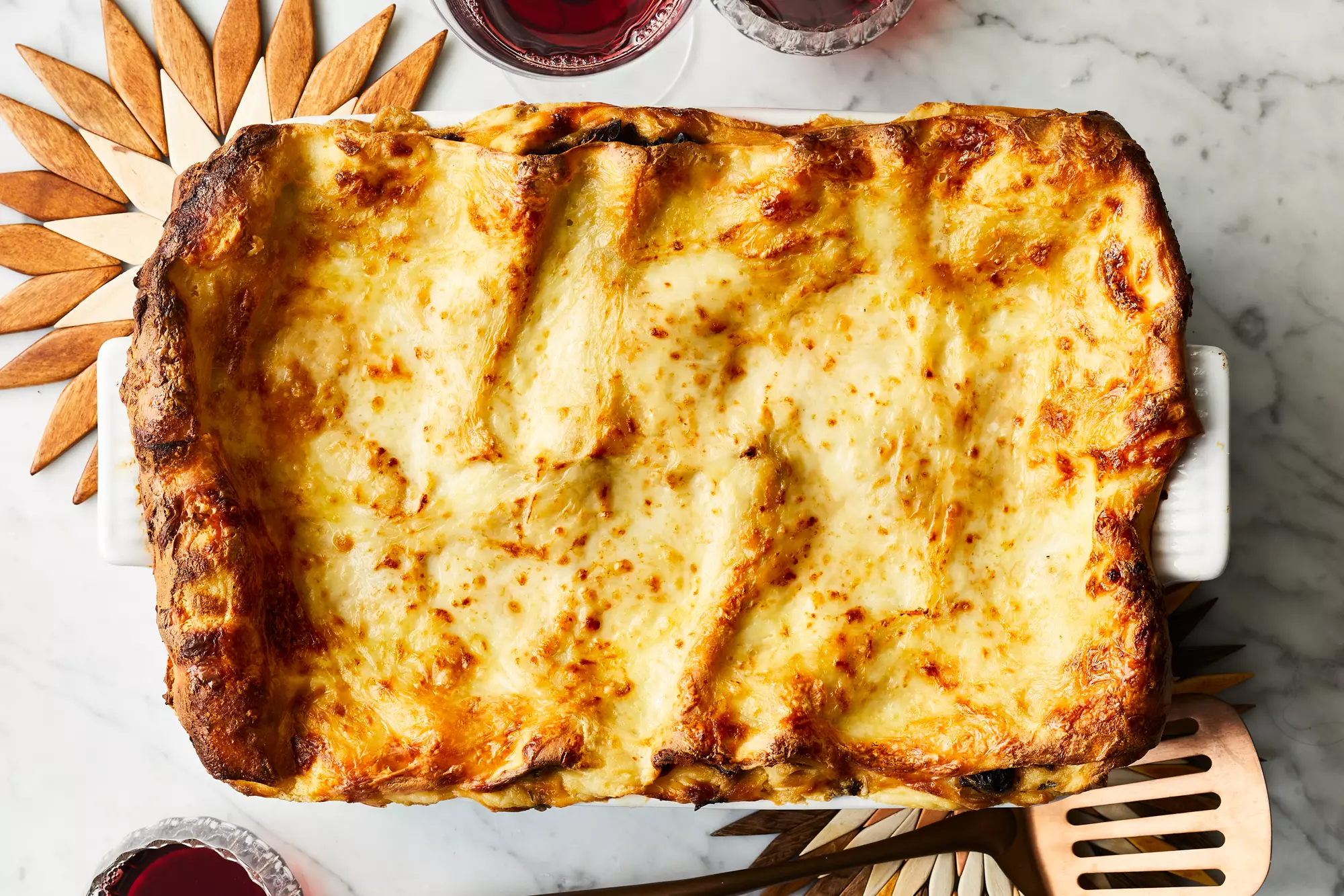 Lasagna ជាមួយផ្សិត Ragu និង Prosciutto Cotto