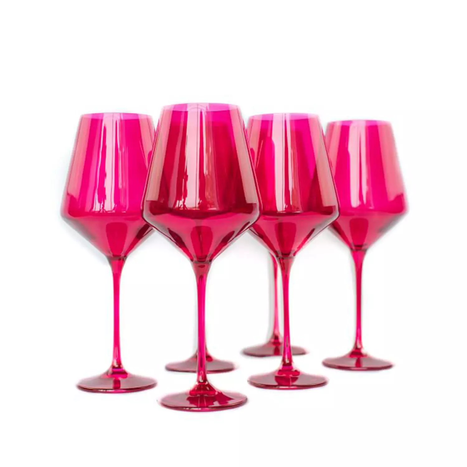 Estelle Gekleurde Glas Gestampte Wynglas, Fuchsia