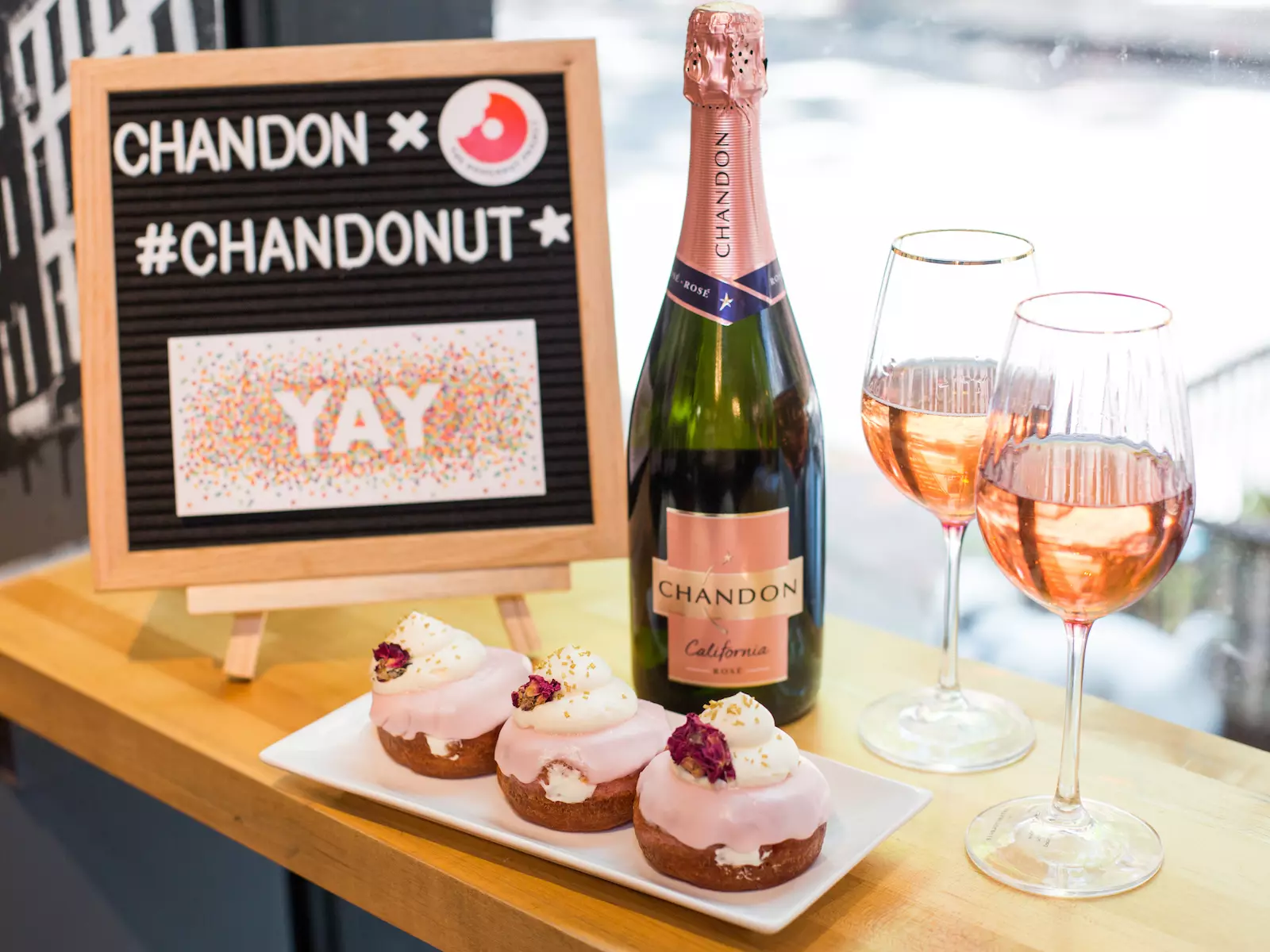 Chandon rose donut