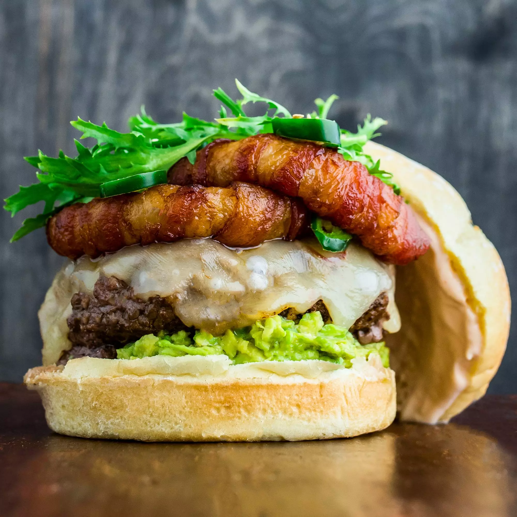 Bacon-Wrapped Onion Ring Cheeseburgers