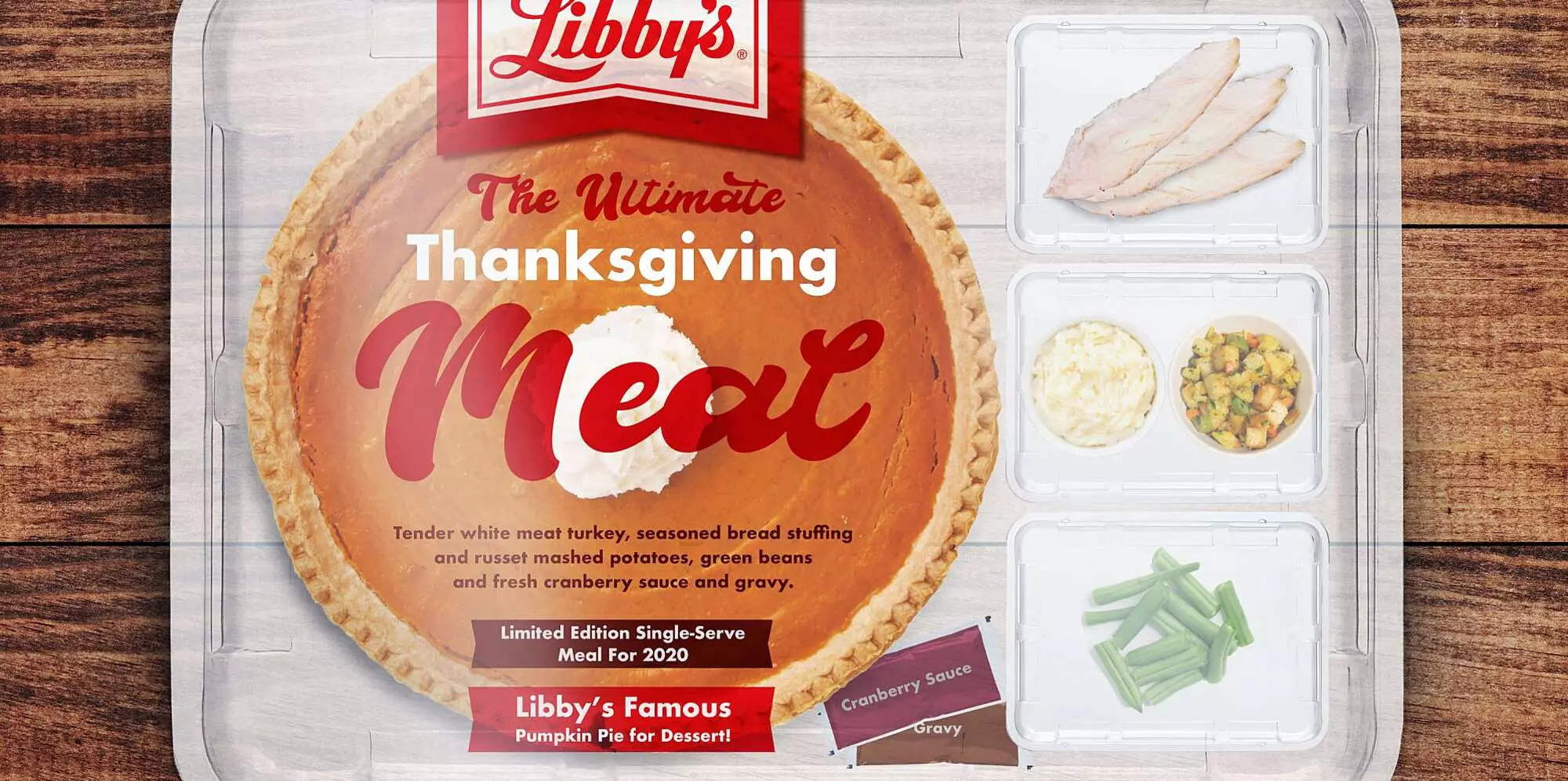 Libbys Kürbis möchte Thanksgiving-Mahlzeiten für einen zubereiten, die einen ganzen Kuchen enthalten