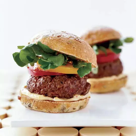 Scallion-and-Brie-Stuffed Burgers