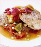 Yehagu Scallopine kunye Spicy Cherry-Pepper Sauce