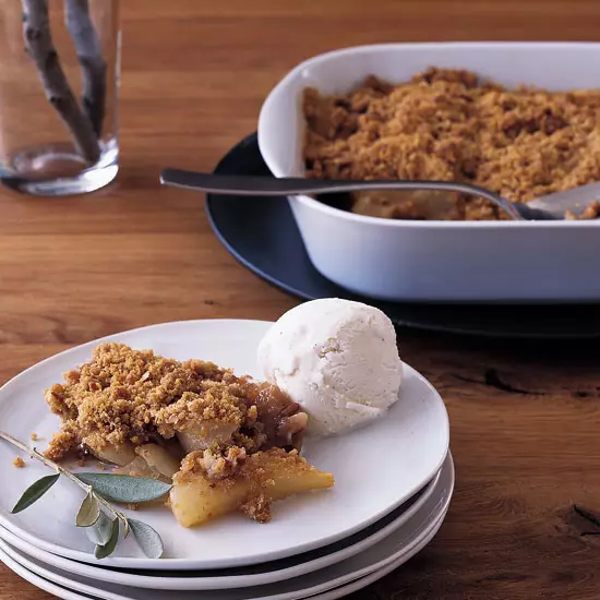 Pear Crisp with Polenta-Pecan Topping