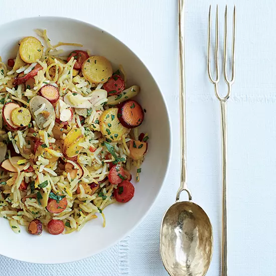 Pilaf de arroz con xoias con cenoria