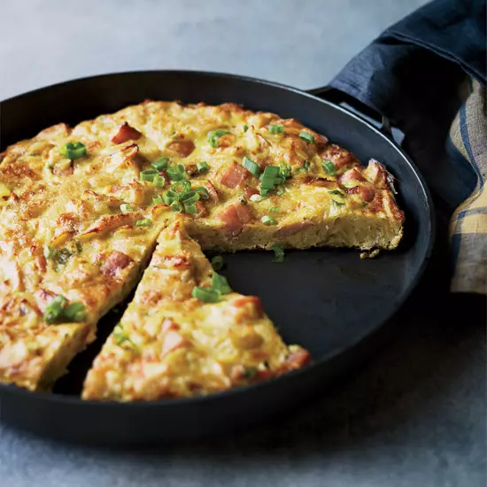 Schinken- und Kartoffelchip-Tortilla