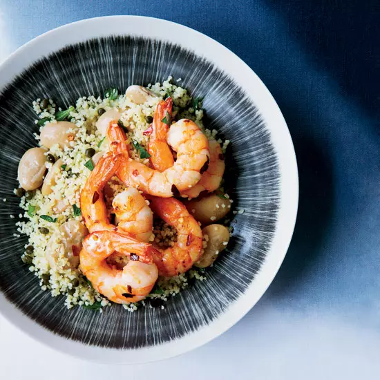 I-Chile Shrimp kunye neembotyi zebhotolo kunye neLemony Couscous